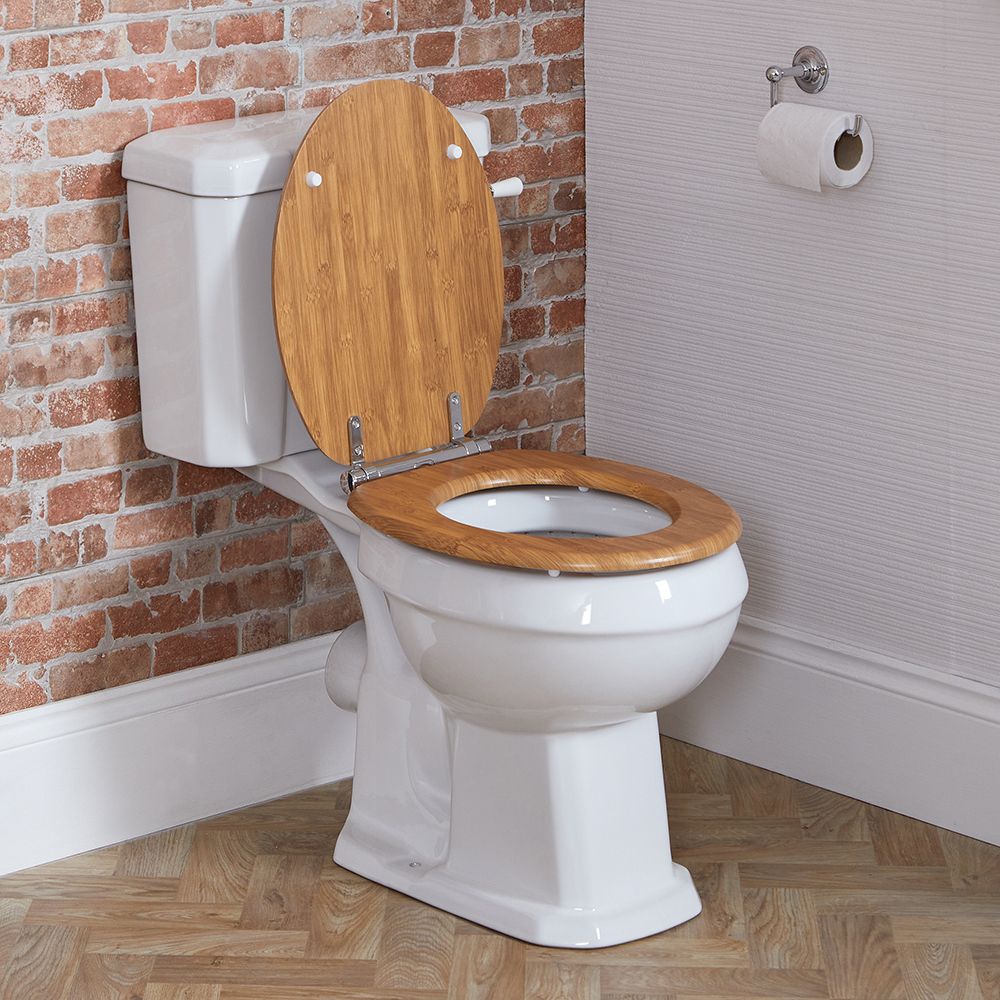 Tapa y Asiento para WC Tradicional de Color Roble con Cierre ...