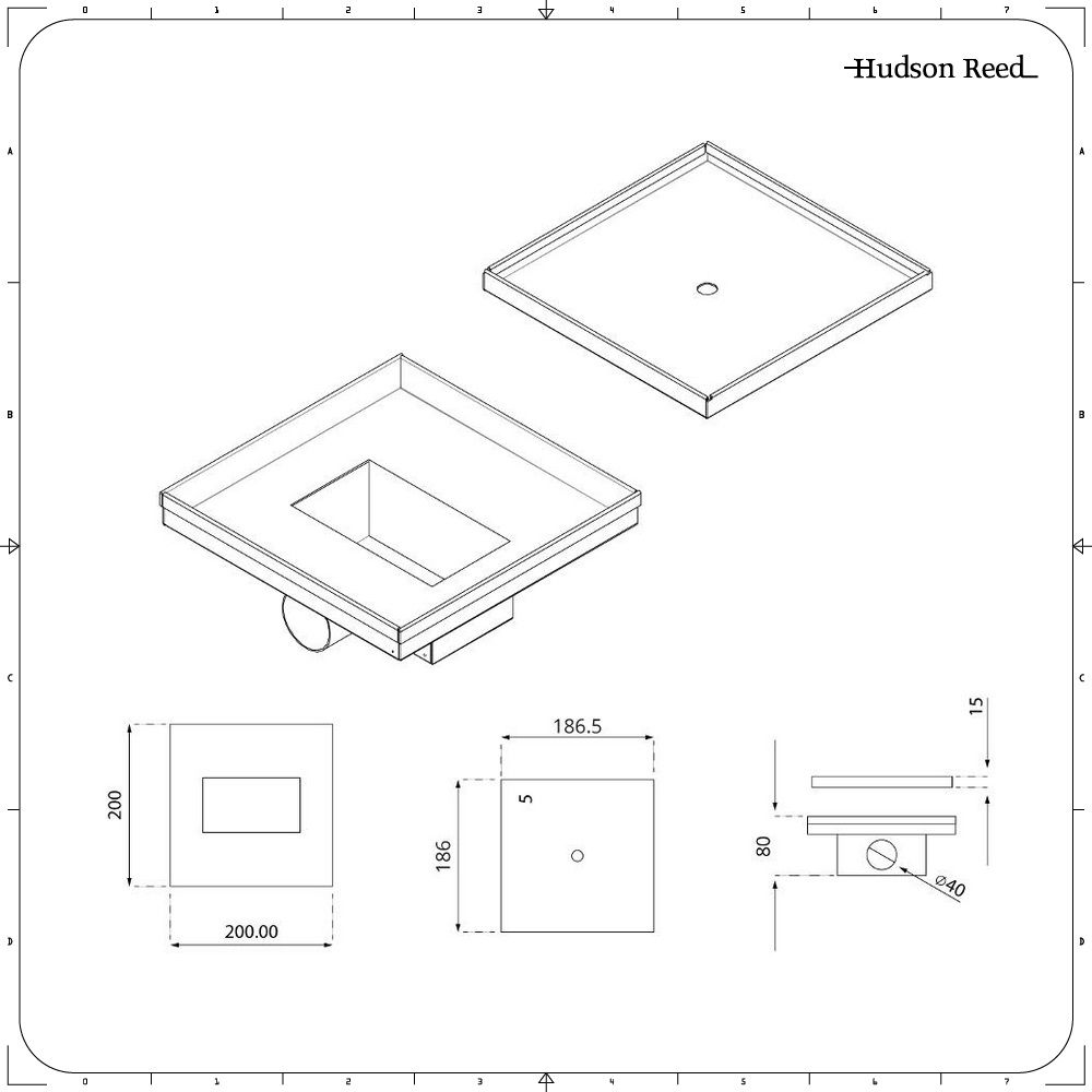 Sumidero de Ducha Cuadrado de 200mm con Rejilla Integrada con Diseño de ...